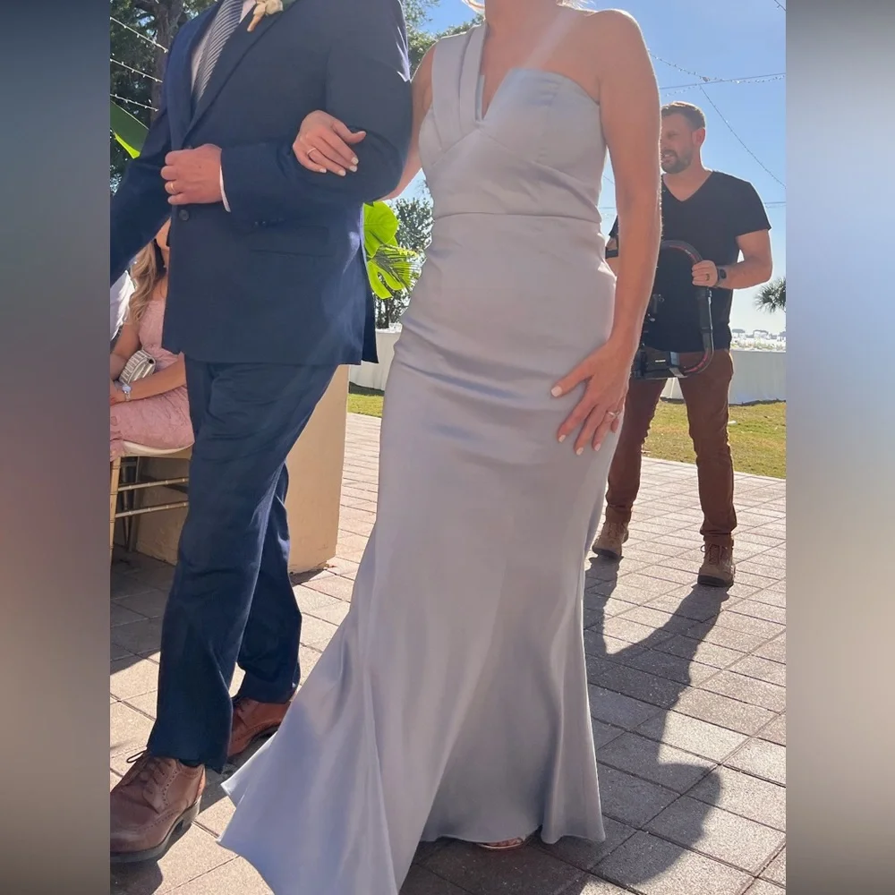 Aidan Mattox | Dresses | Aidan Mattox Powder Blue Oneshoulder Evening ...